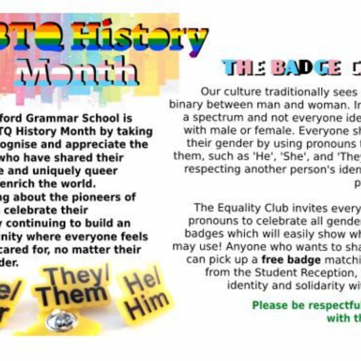Stretford Grammar School - LGBTQ History Month